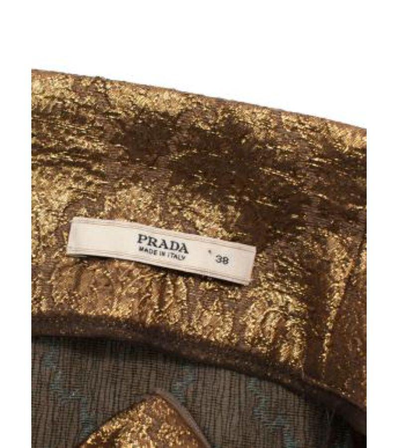 Prada Metallic Gold Pleated Brocade Skirt For Sale at 1stDibs