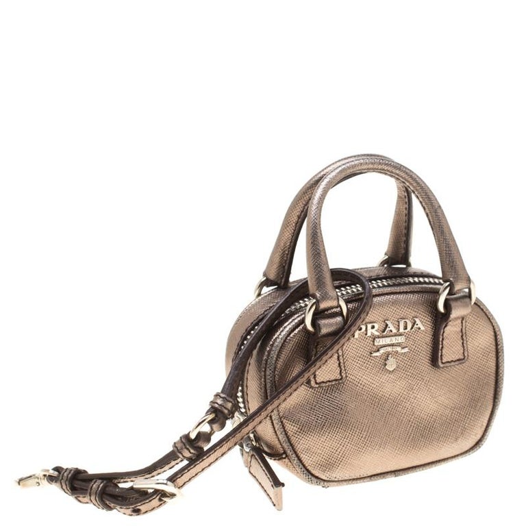 Prada Metallic Saffiano Leather Purse Key Chain For Sale at 1stDibs ...