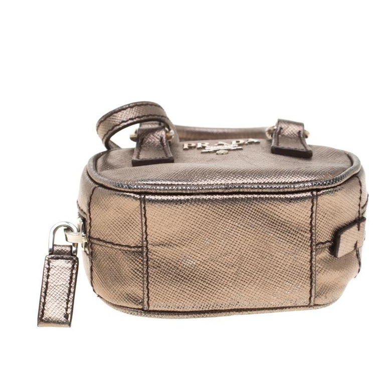 Prada Metallic Saffiano Leather Purse Key Chain For Sale at 1stDibs ...