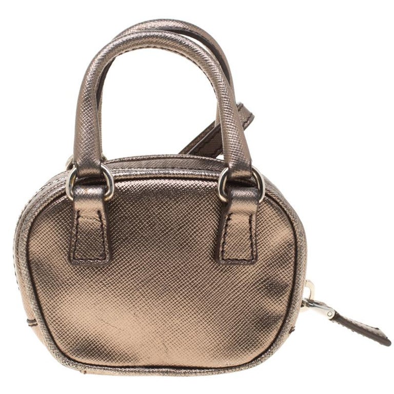 Prada Metallic Saffiano Leather Purse Key Chain For Sale at 1stDibs ...