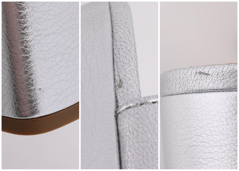 PRADA Metallic Silver Leather Platform Block Heel Sandals Heels at ...