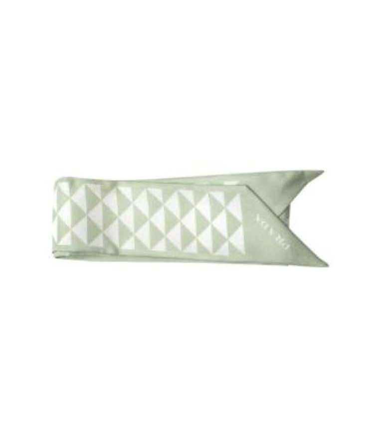 Prada Mint green and white triangle print silk twilly scarf For Sale at ...