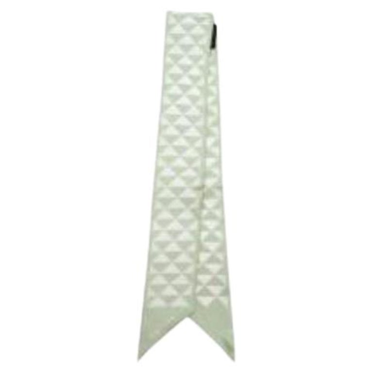 Prada Mint green and white triangle print silk twilly scarf For Sale at ...