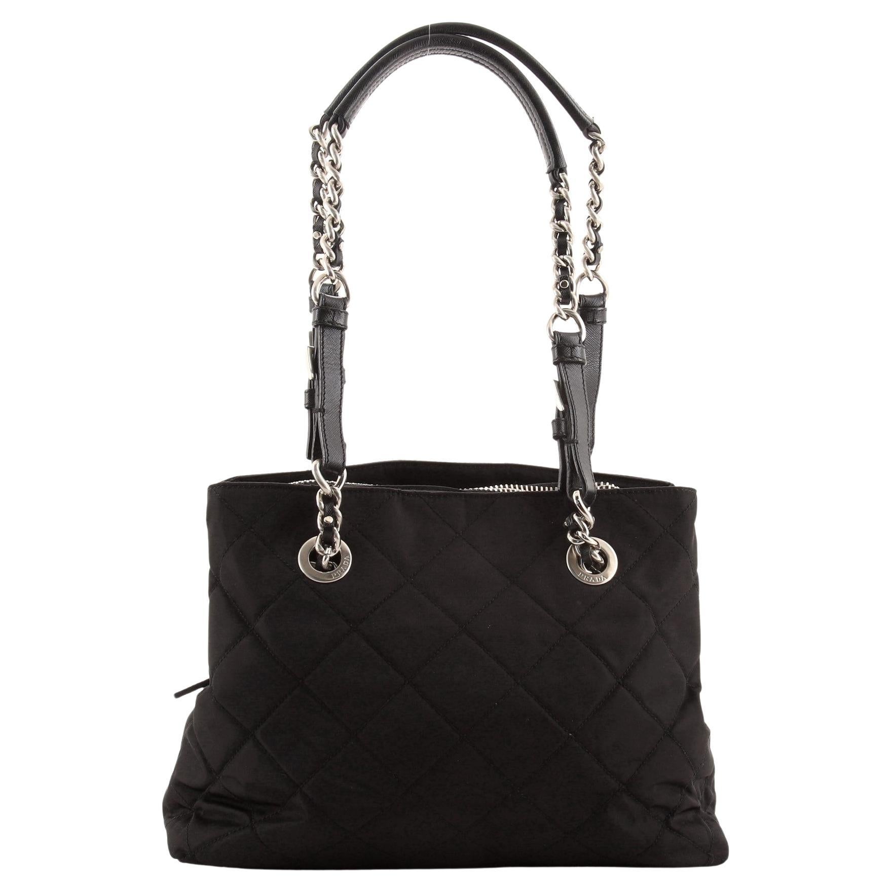 Prada Model: Chain Zip Tote Quilted Tessuto Small at 1stDibs