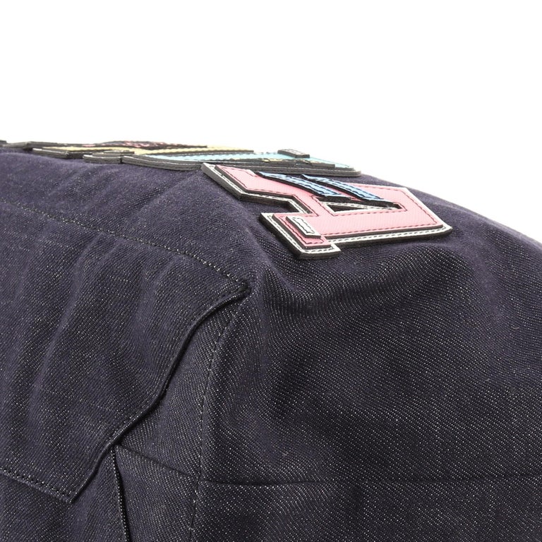 Prada Model: Logo Patches Tote Denim Medium at 1stDibs