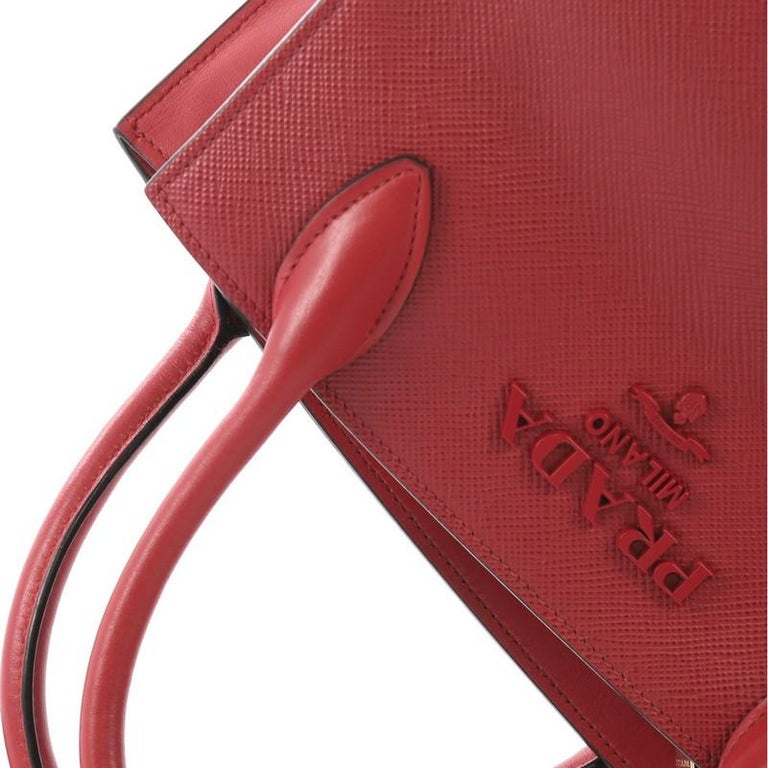 Prada Monochrome Tote Saffiano Leather with City Calfskin Small at 1stDibs