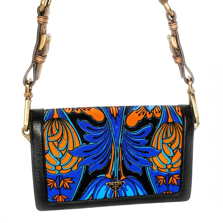 Prada Multi-color Cloth Tropical Motif Print Shoulder Clutch Bag at ...