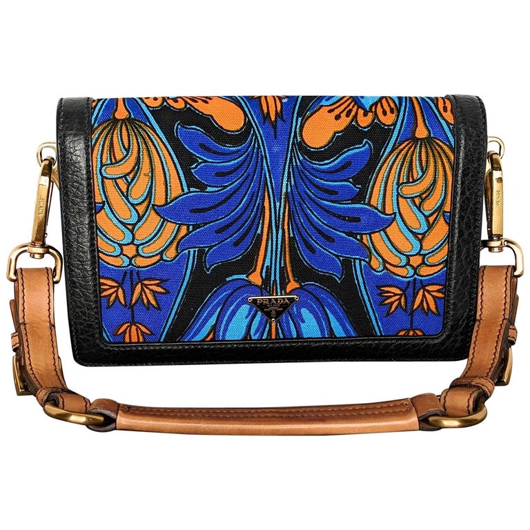 Prada Multi-color Cloth Tropical Motif Print Shoulder Clutch Bag at ...