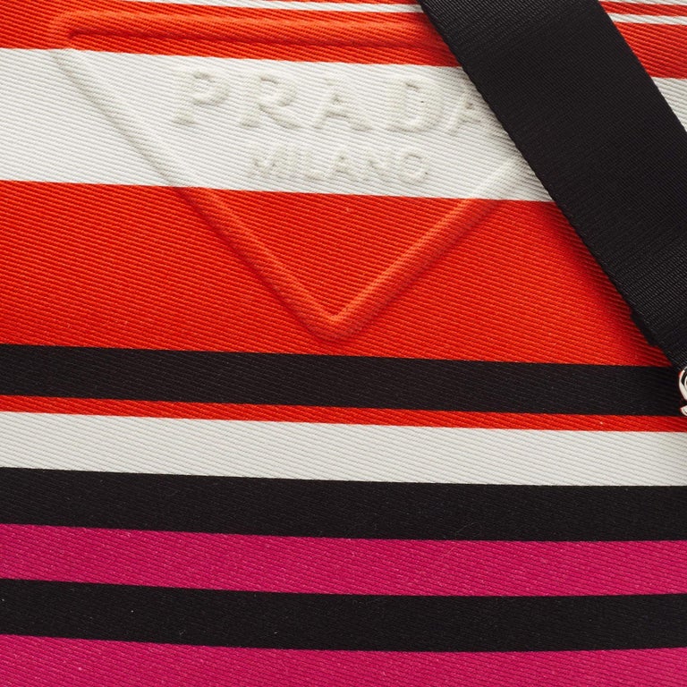 Prada Multicolor Canvas Stripe Tote For Sale at 1stDibs