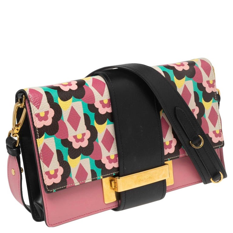 Prada Multicolor Floral Print Leather Plex Ribbon Shoulder Bag at 1stDibs