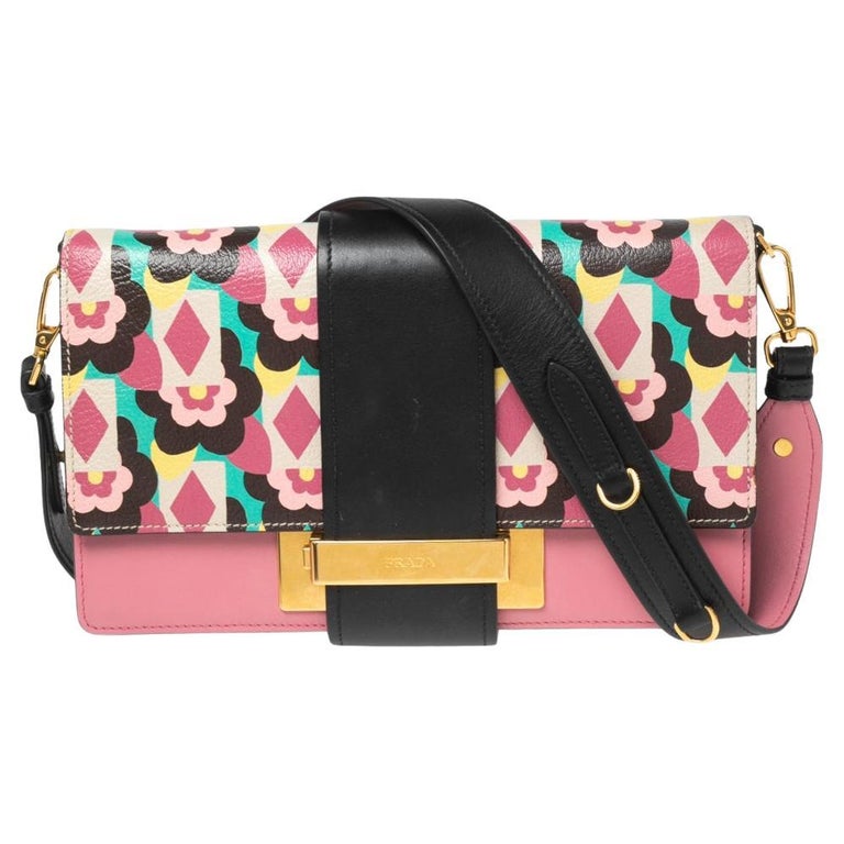 Prada Multicolor Floral Print Leather Plex Ribbon Shoulder Bag at 1stDibs