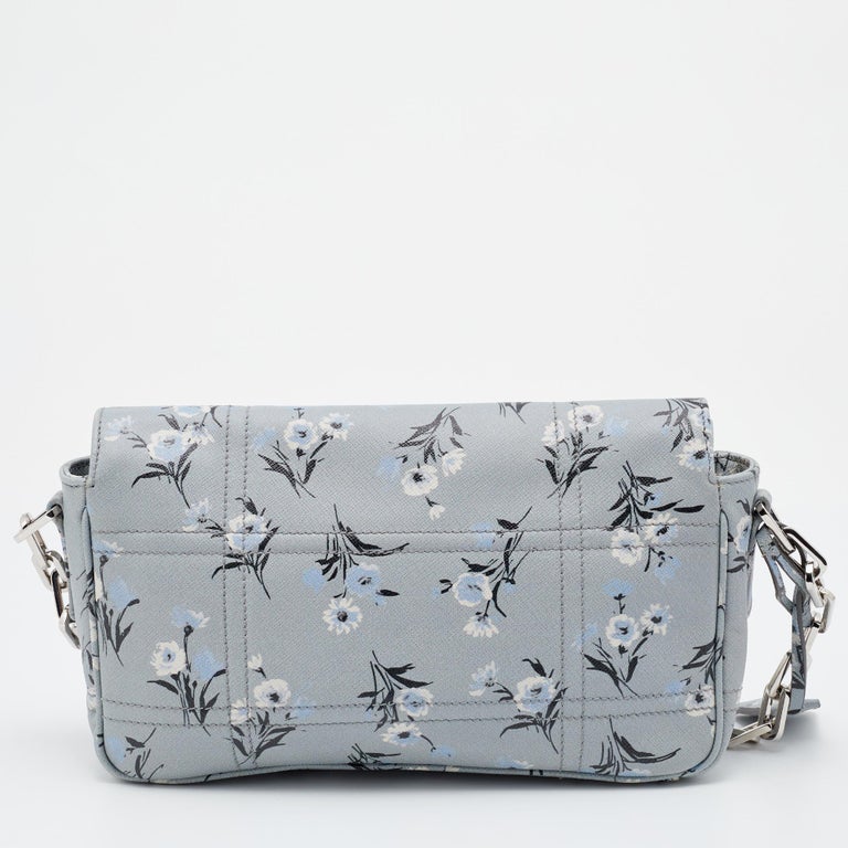 Prada Multicolor Floral Print Saffiano Leather Sound Shoulder Bag For ...