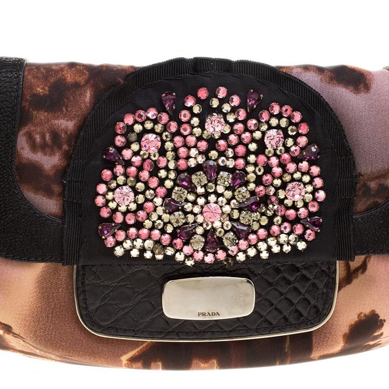 Prada Multicolor Nylon Crystal Embellished Shoulder Bag For Sale at ...