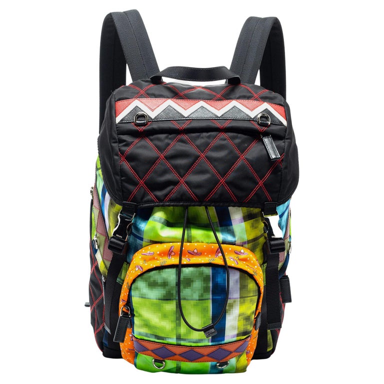 Prada Multicolor Printed Nylon Backpack For Sale at 1stDibs