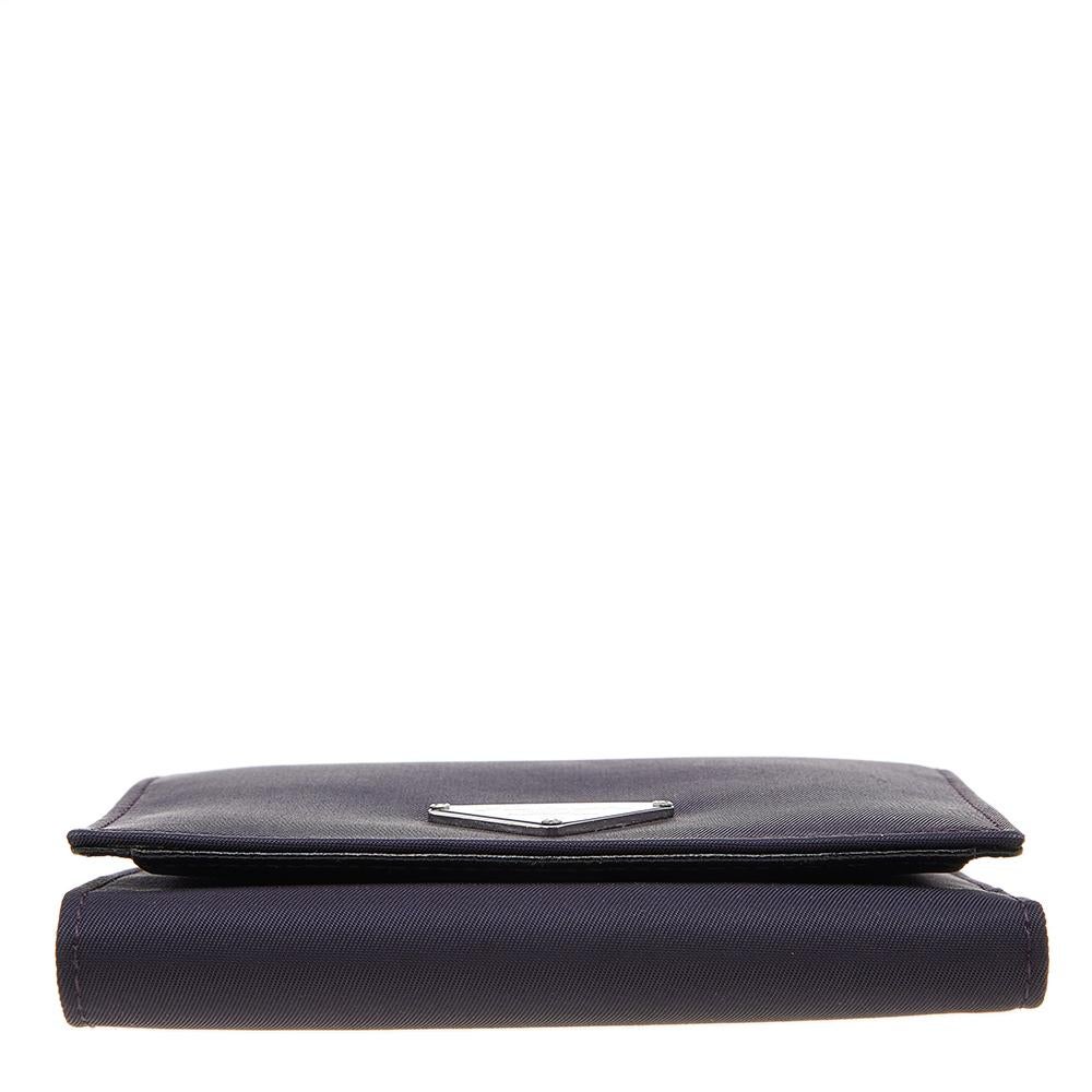 Prada Navy Blue Nylon Trifold Wallet at 1stDibs | prada nylon wallet ...