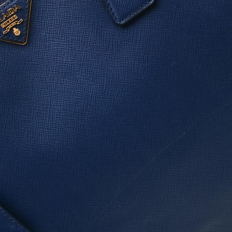 Prada Navy Blue Saffiano Leather Executive Double Zip Tote at 1stDibs