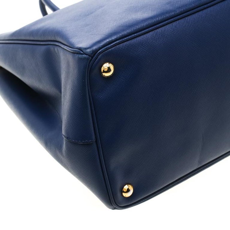 Prada Navy Blue Saffiano Leather Executive Double Zip Tote at 1stDibs
