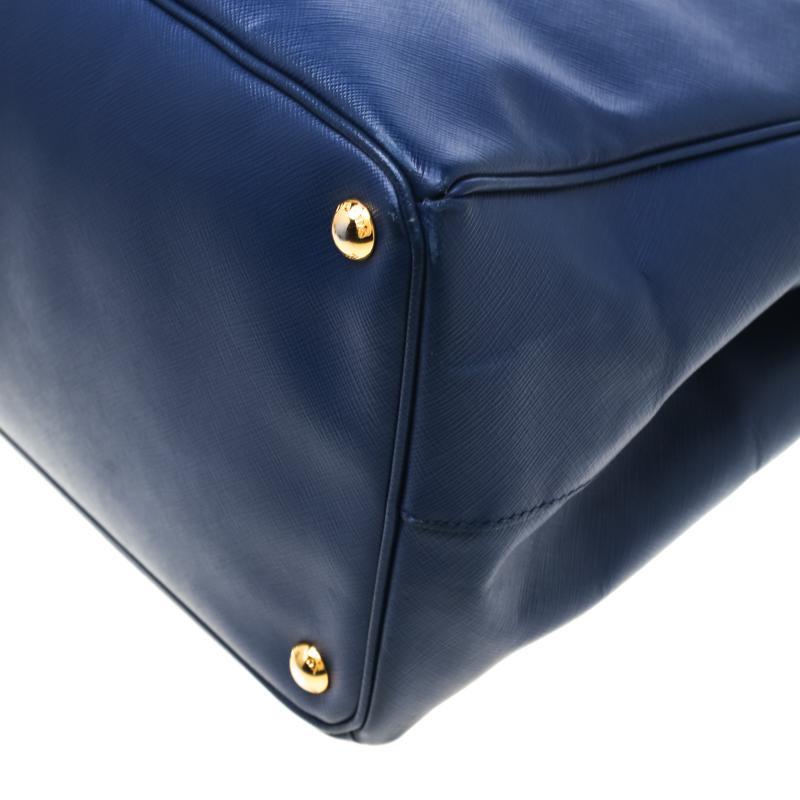 Prada Navy Blue Saffiano Leather Executive Double Zip Tote at 1stDibs