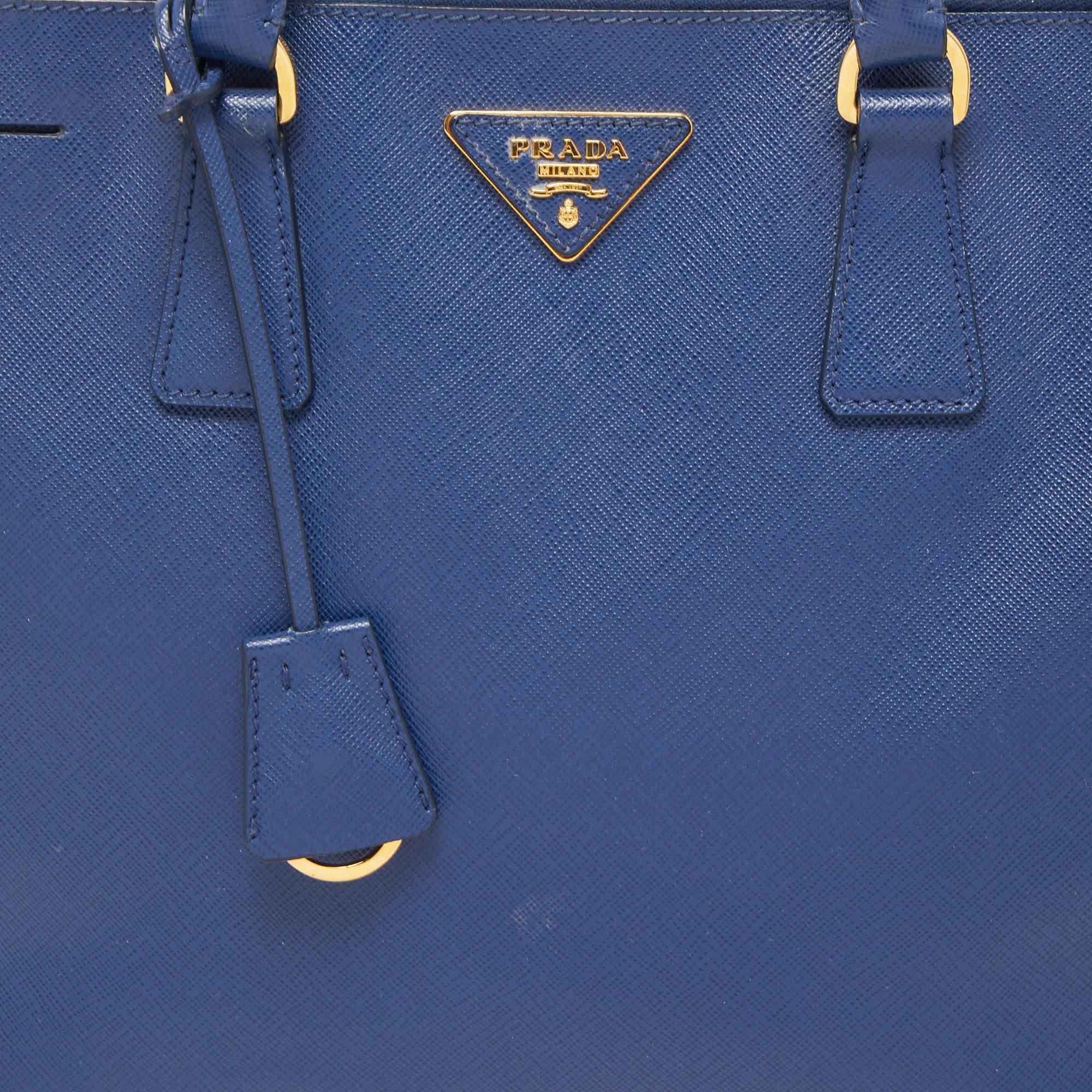 Prada Navy Blue Saffiano Lux Leather Large Galleria Double Zip Tote For ...