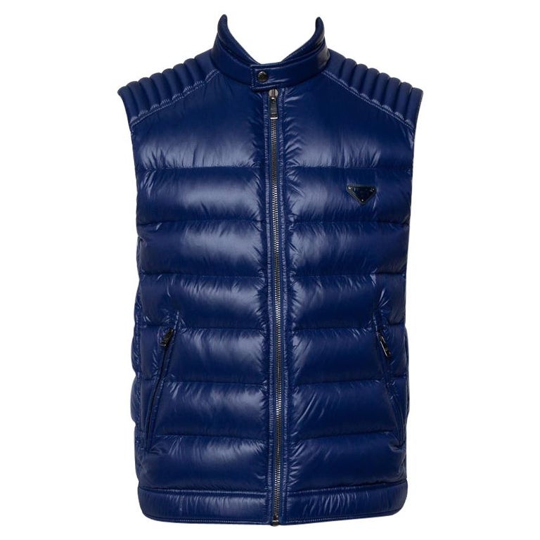 Prada Navy Blue Synthetic Quilted Sleeveless Vest XL at 1stDibs