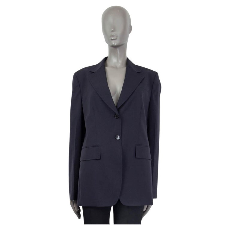 PRADA navy blue wool LIGHTWEIGHT Blazer Jacket 46 XL For Sale at 1stDibs