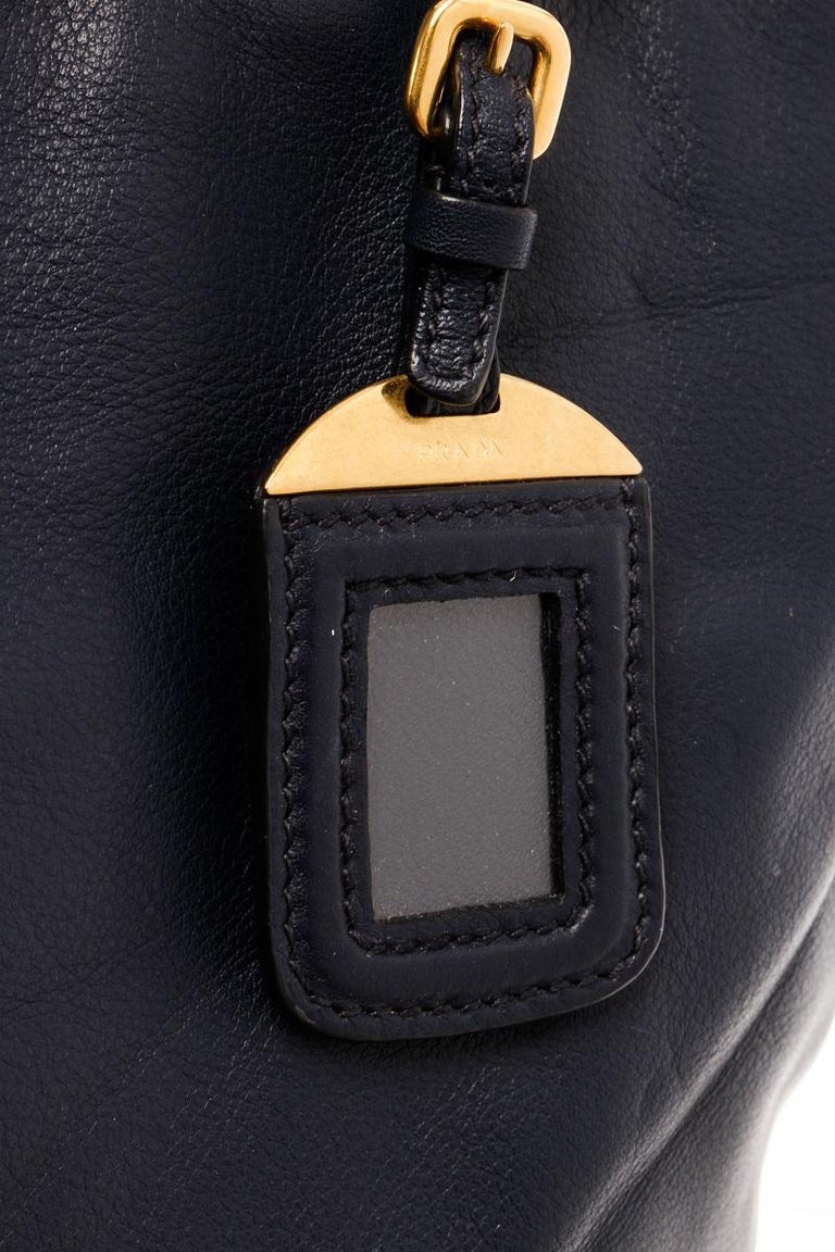 Prada Navy Leather 2Way Shoulder Bag For Sale at 1stDibs