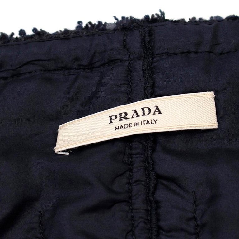 Prada Navy Wool-blend Beaded Lightweight Jacket - Size US 2 For Sale at ...