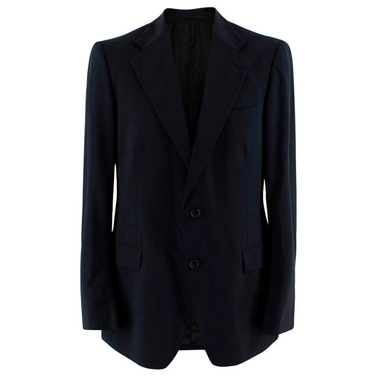 Prada Navy Wool Single Breasted Tailored Jacket - Size 50R For Sale at ...