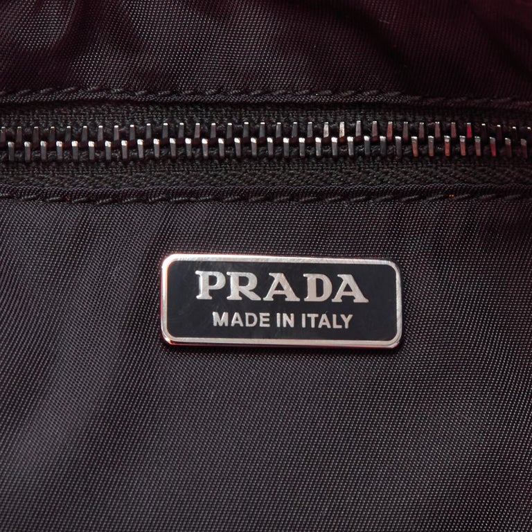 PRADA neon orange Vitello nylon triangle logo chain crossbody clutch ...