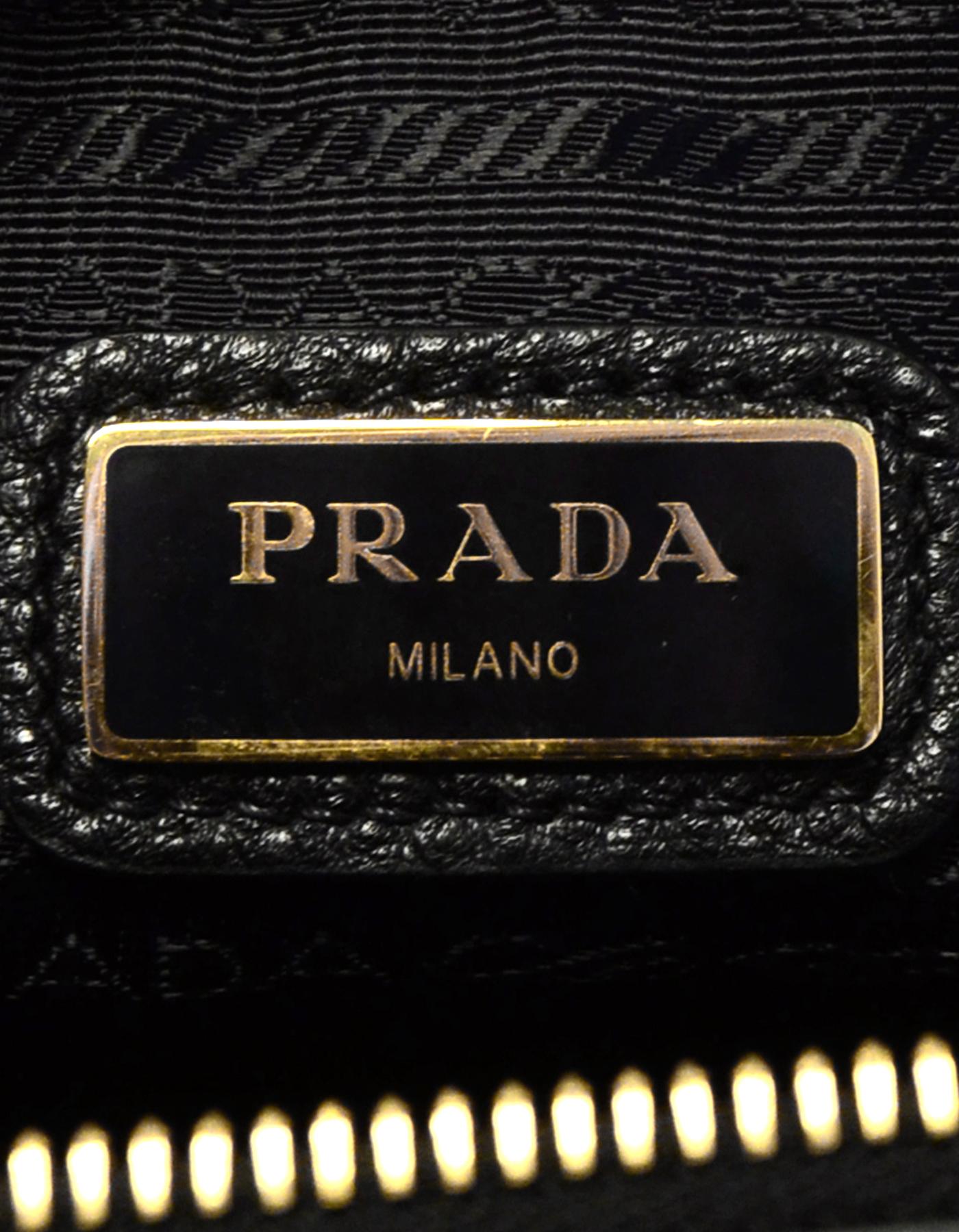Prada Nero Black Vitello Phenix Double Zip Camera Crossbody Bag For ...