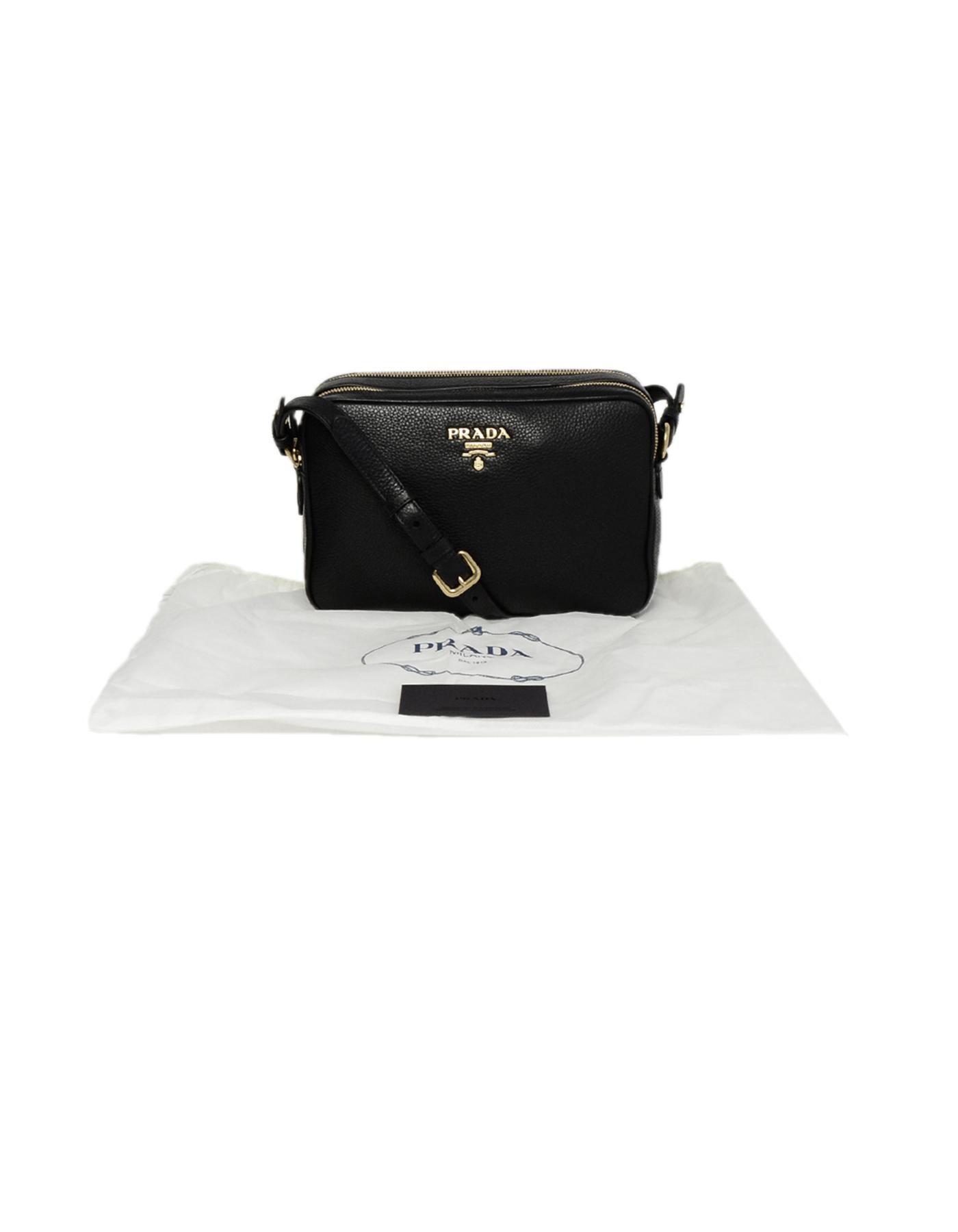 Prada Nero Black Vitello Phenix Double Zip Camera Crossbody Bag For ...