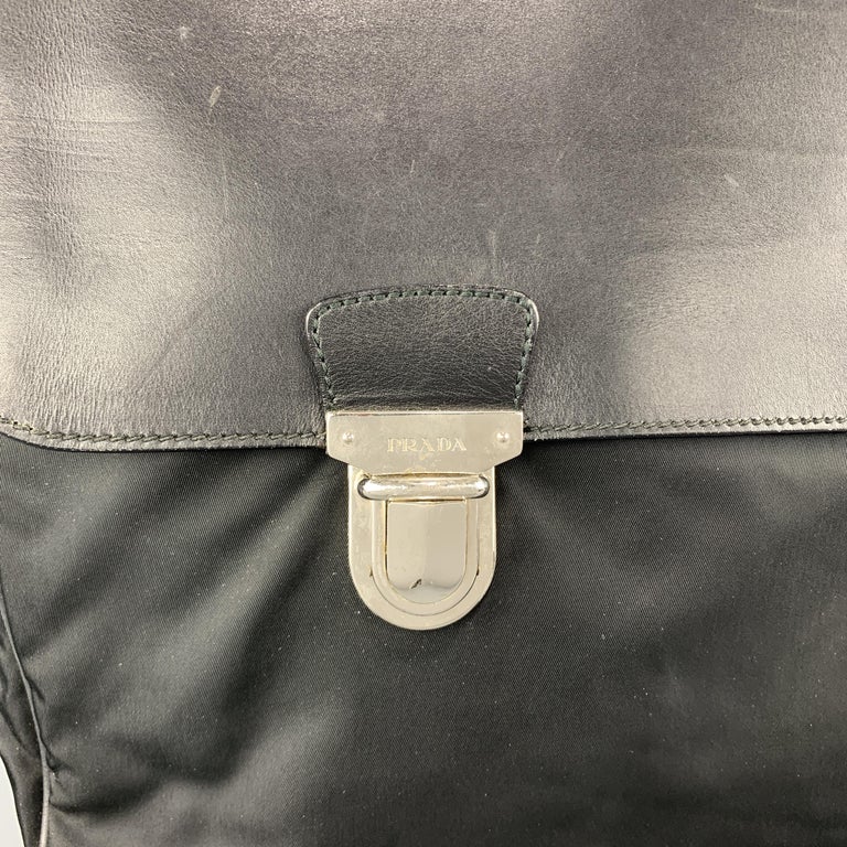 PRADA Nylon and Leather Double Snap Briefcase at 1stDibs
