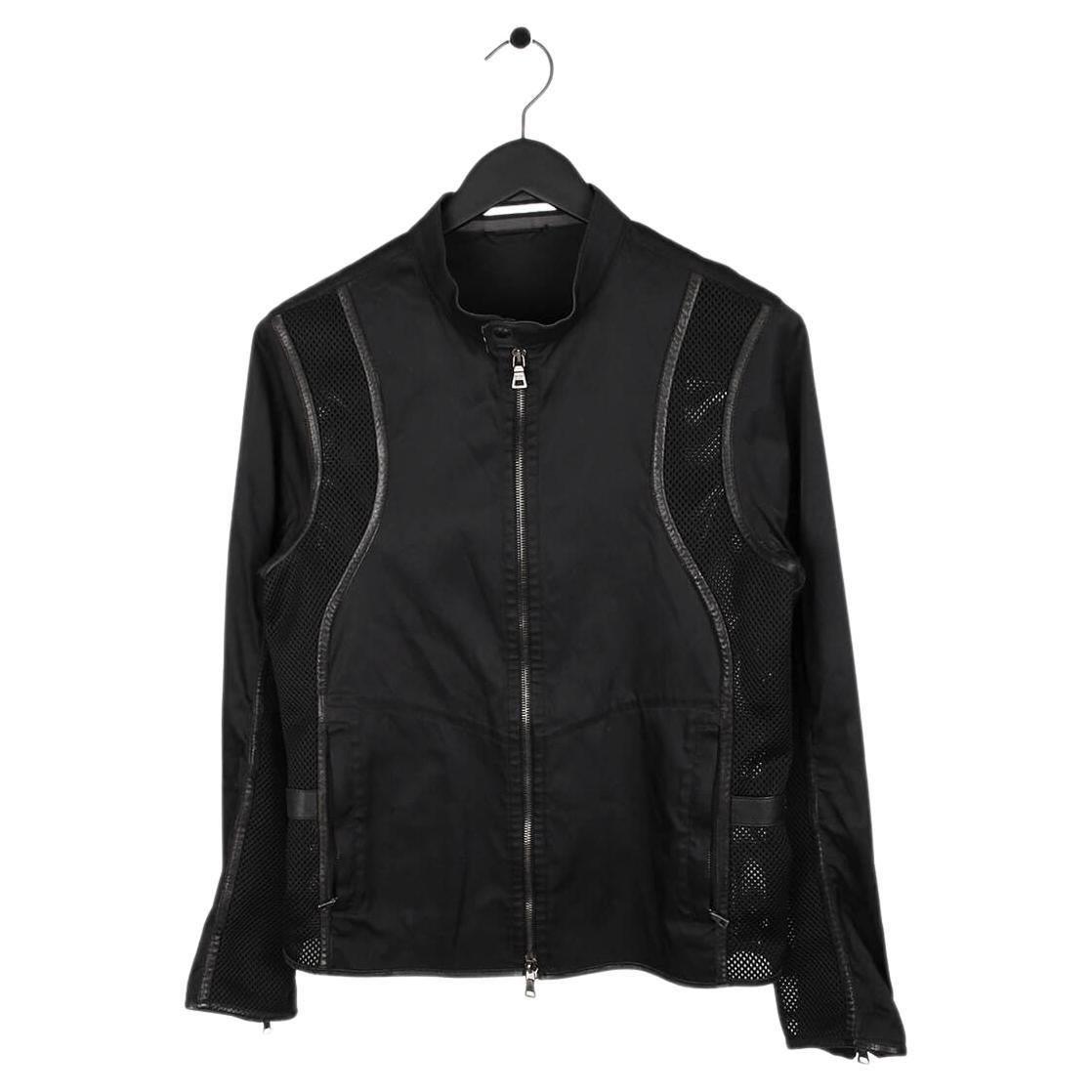 PRADA Size 40 Navy Quilted Leather Zip Up Motorcycle Jacket at 1stDibs