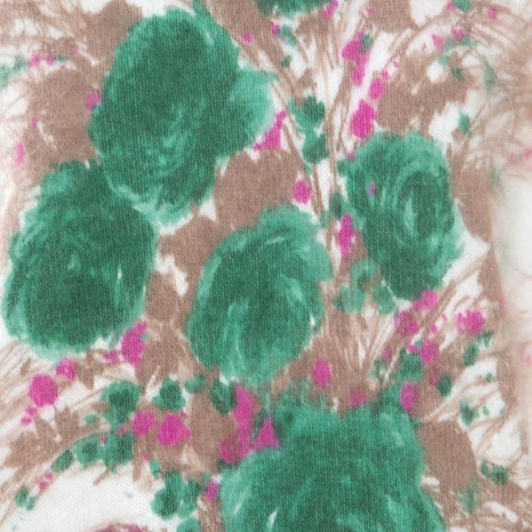 Prada Off White Floral Intarsia Pattern Fuzzy Angora Sweater M For Sale ...