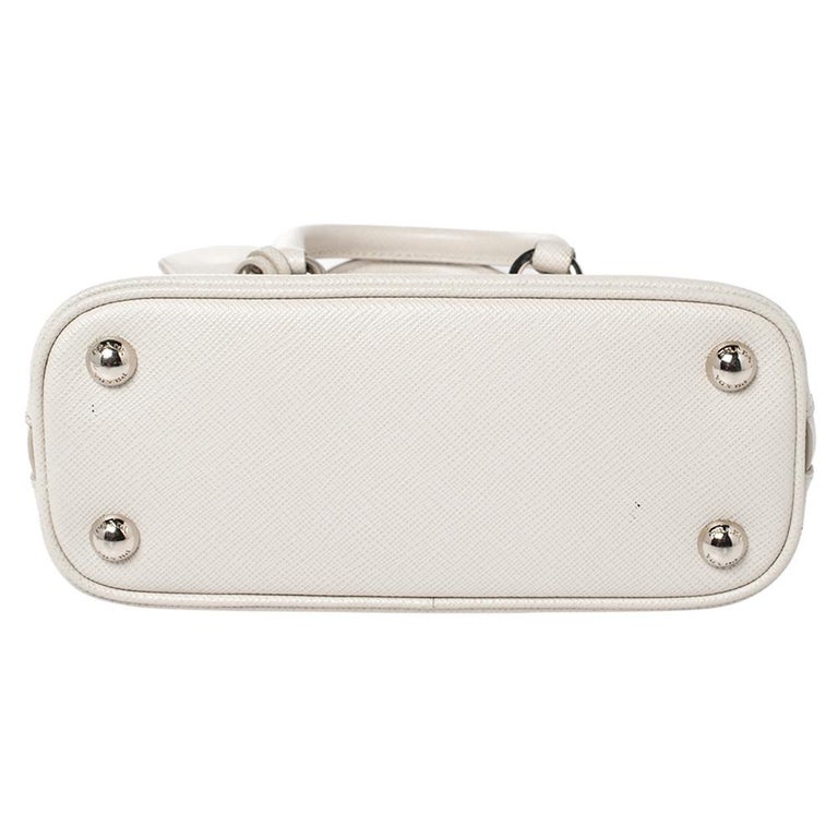 Prada Off White Saffiano Leather Mini Promenade Crossbody Bag For Sale ...