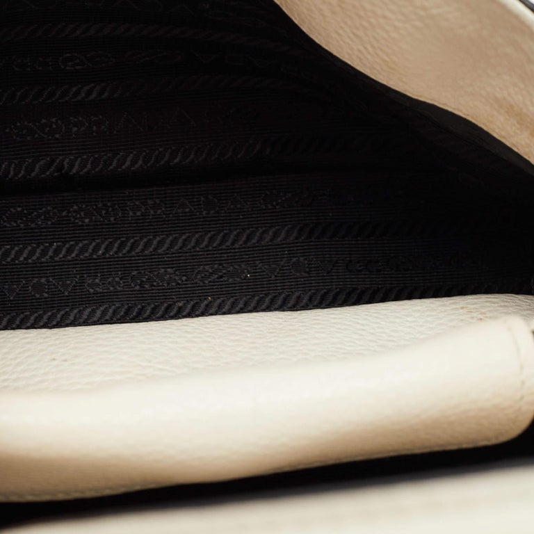 Prada Off White Vitello Daino Leather Mini Tote For Sale at 1stDibs