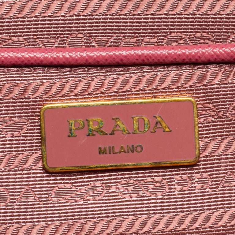 Prada Old Rose Saffiano Lux Leather Large Double Zip Tote For Sale at ...