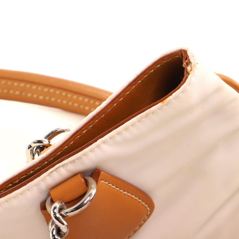 Prada Open Chain Tote Canvas and Leather Medium For Sale at 1stDibs