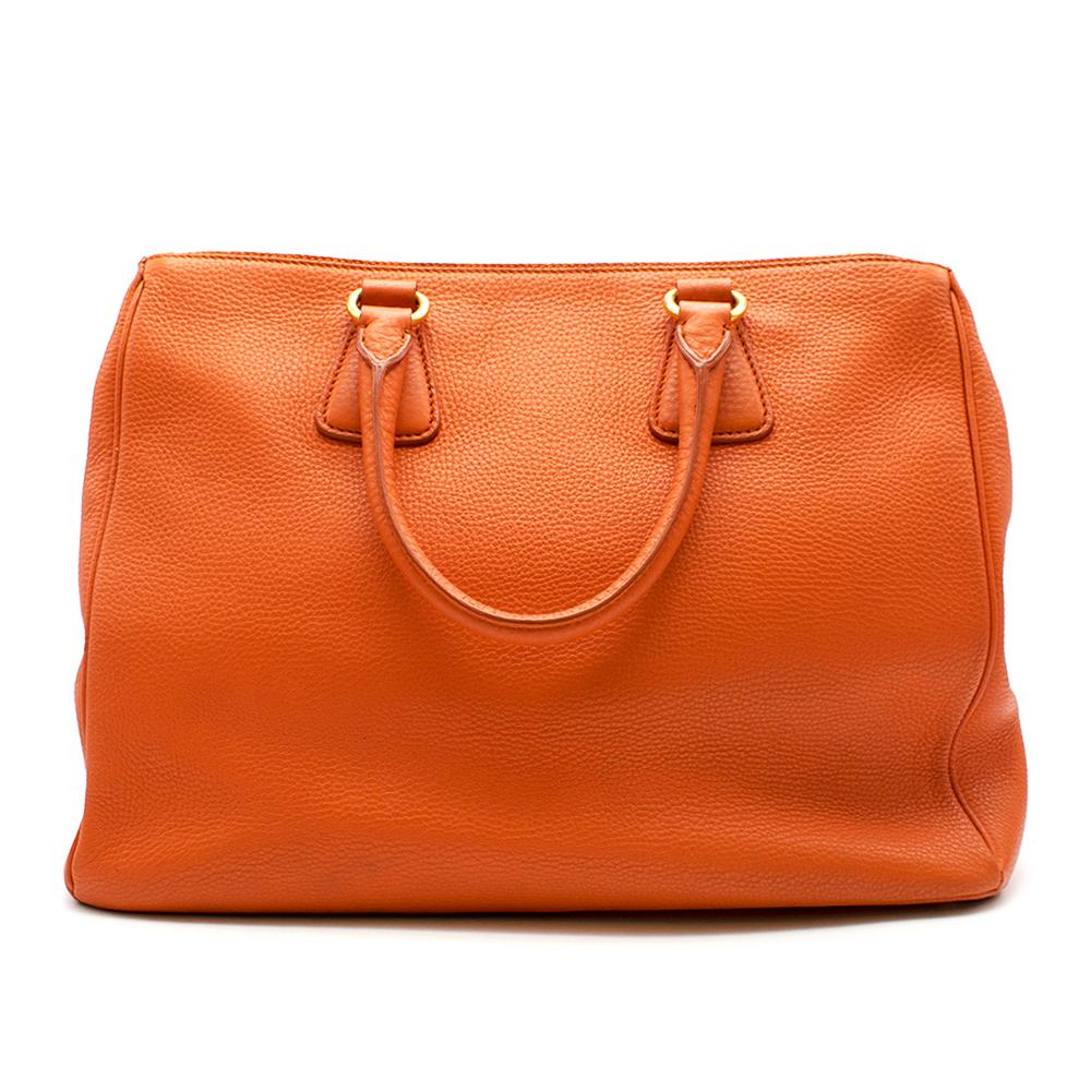 Prada Orange Grained Leather Tote Bag at 1stDibs