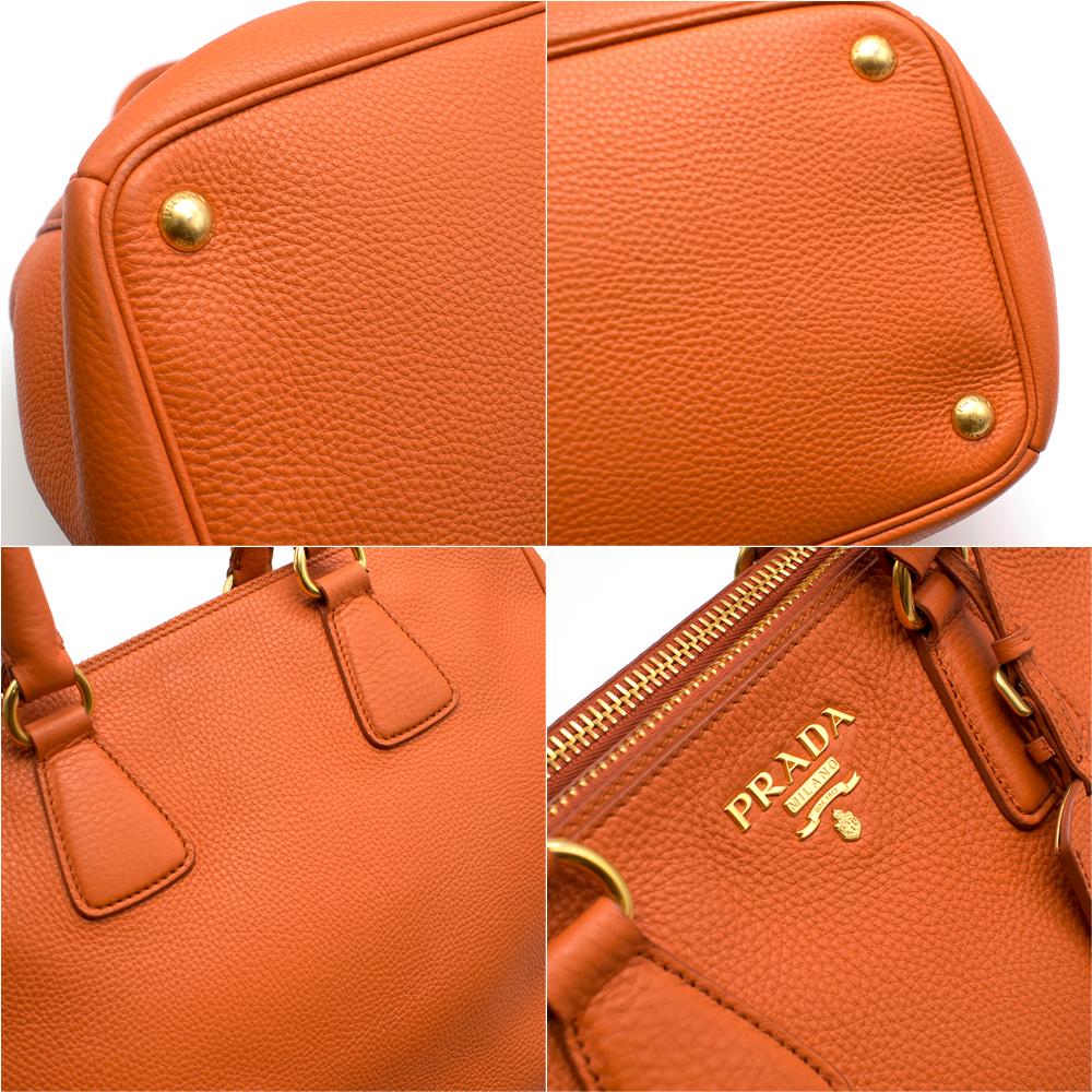 Prada Orange Grained Leather Tote Bag at 1stDibs