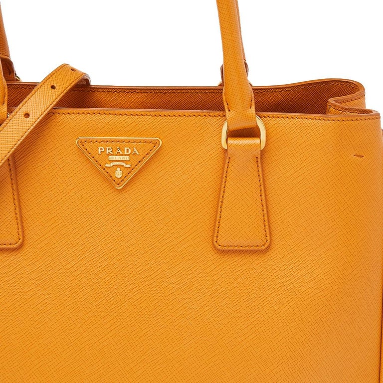 Prada Orange Saffiano Lux Leather Small Galleria Tote at 1stDibs ...