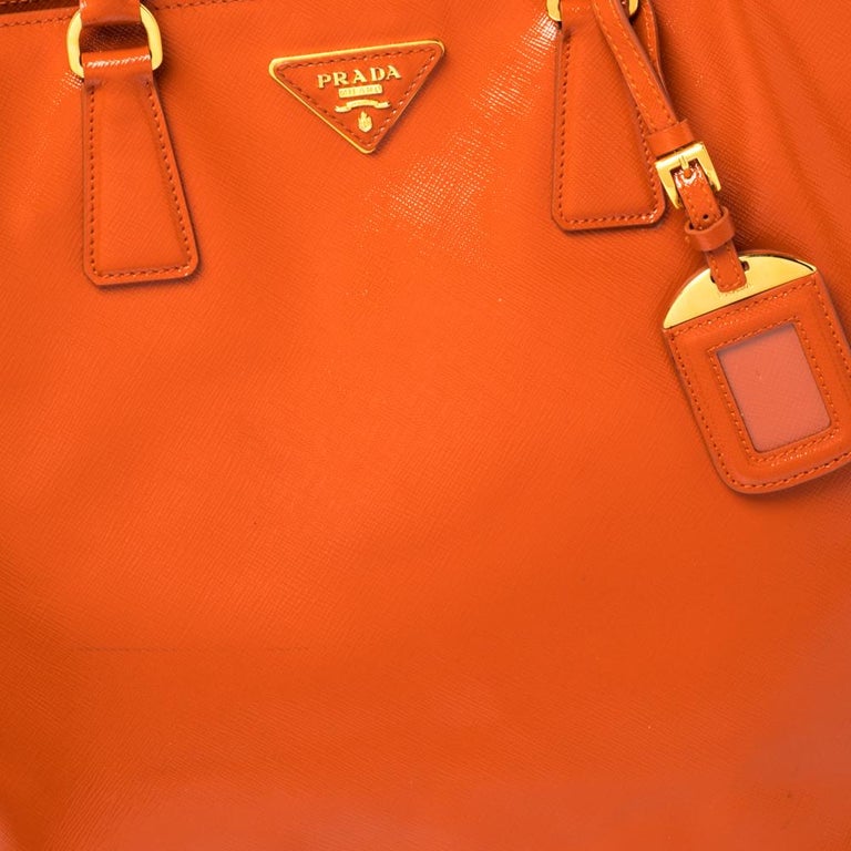 Prada Orange Saffiano Patent Leather Tote Bag at 1stDibs | prada tote ...