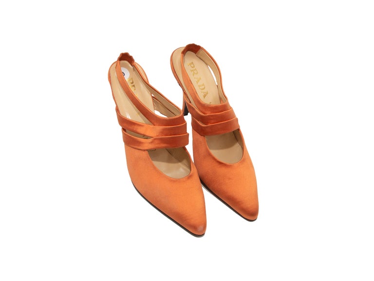 Prada Orange Satin Slingbacks For Sale at 1stDibs