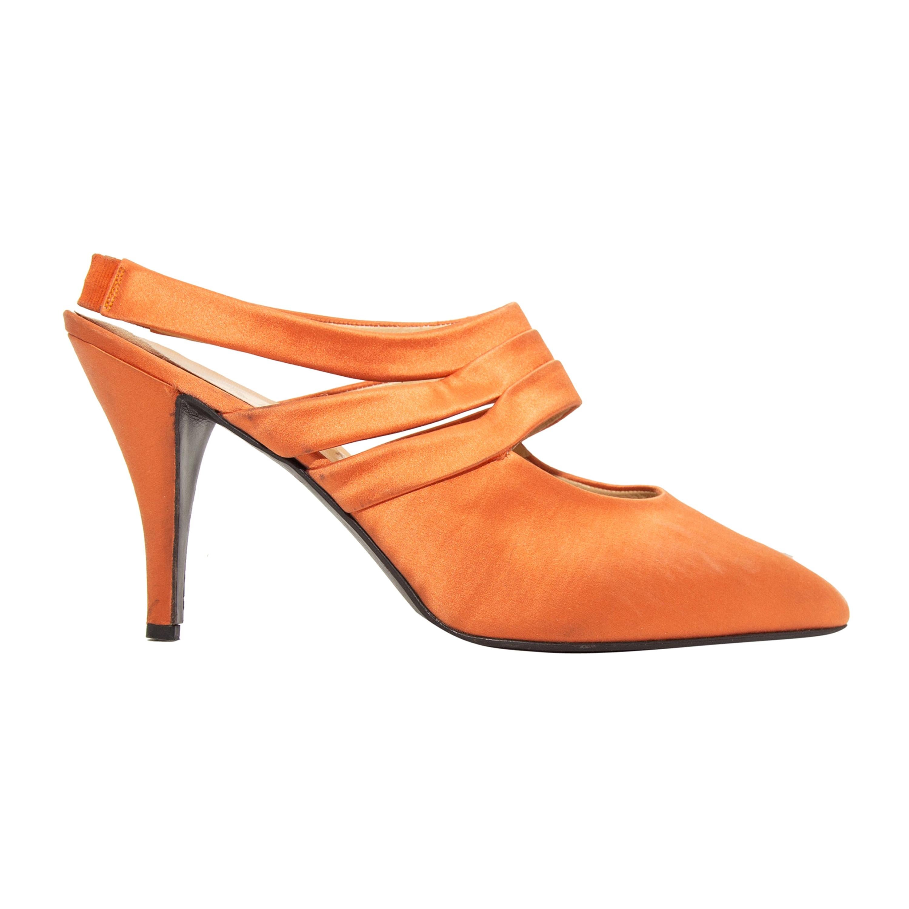Prada Orange Satin Slingbacks For Sale at 1stDibs