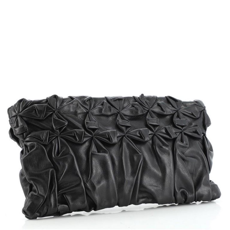 Prada Origami Pleated Clutch Leather Large at 1stDibs