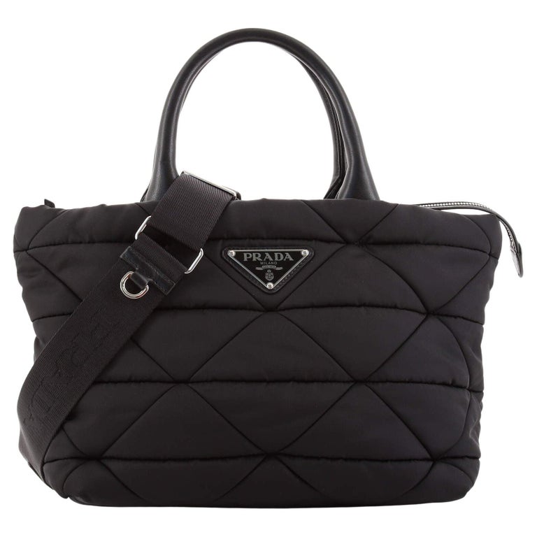 Prada Padded Tote Bag Quilted Re-Nylon with Leather Small at 1stDibs