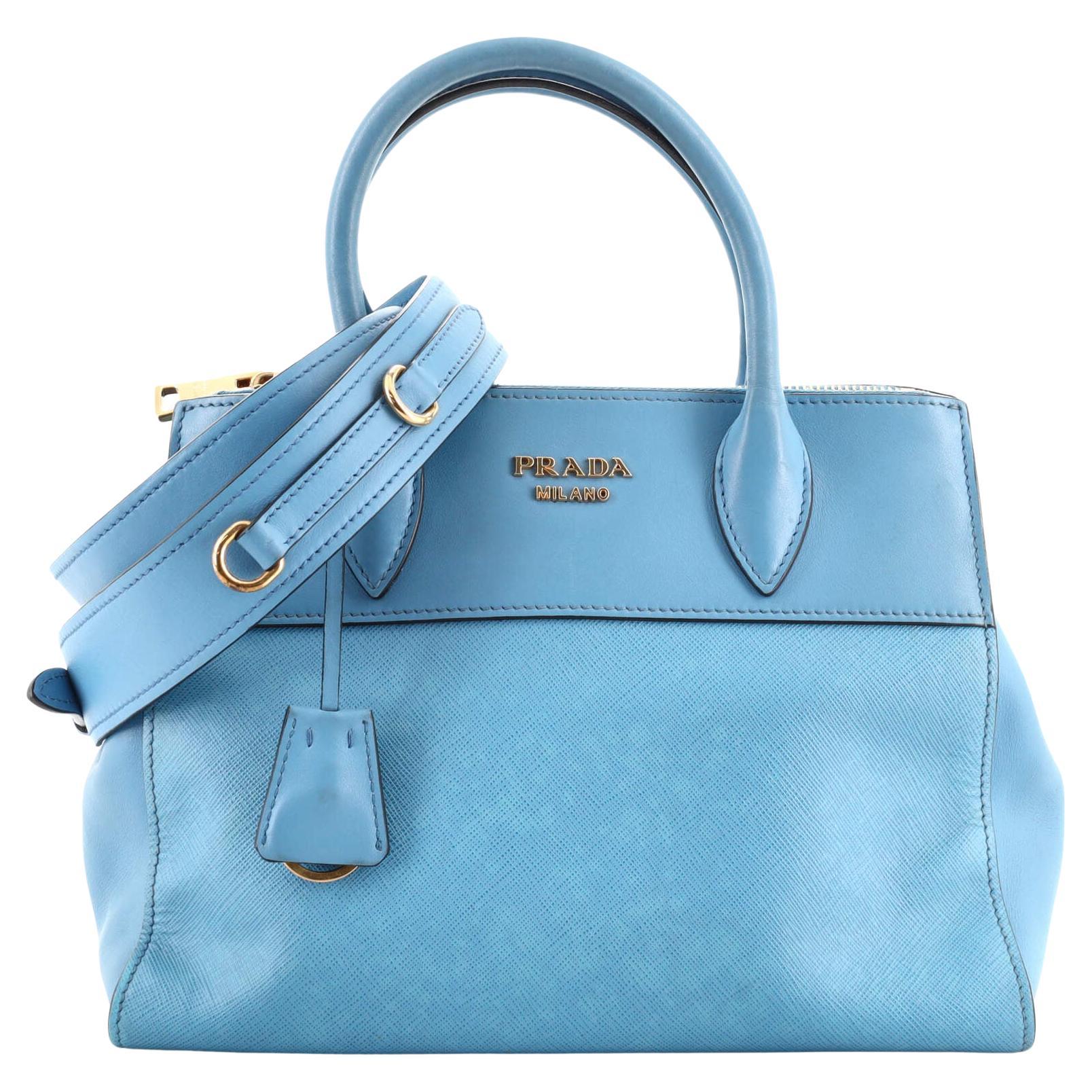 Prada Light Blue Saffiano Lux Leather Double Zip Tote at 1stDibs ...