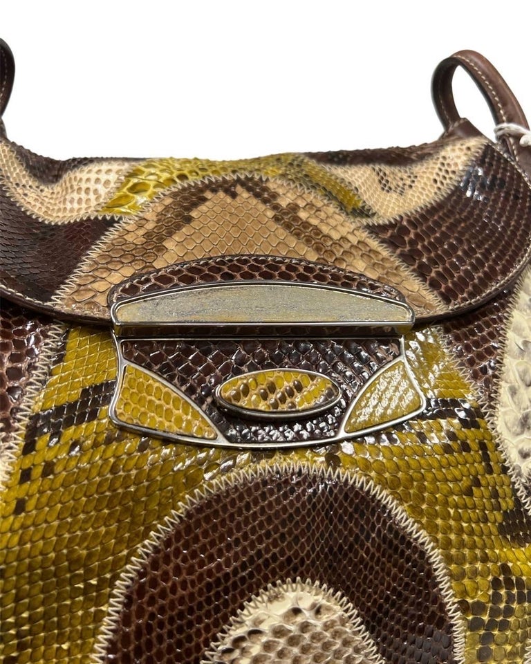 Prada Patchwork Piton Bag Top Handle Bag Brown For Sale at 1stDibs