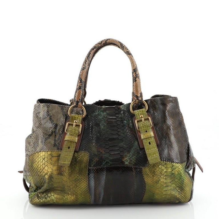 Prada Patchwork Tote Python with Crocodile Large at 1stDibs | prada patchwork bag