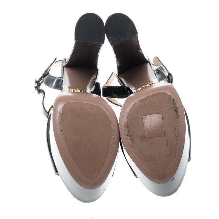 Prada Patent Leather Ankle Strap Block Heel Platform Sandals Size 38.5 ...